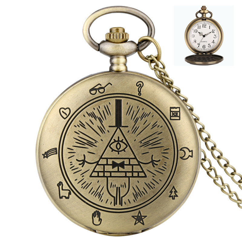 New vintage large pocket watch bizarre town triangle one-eyed demon pa ...