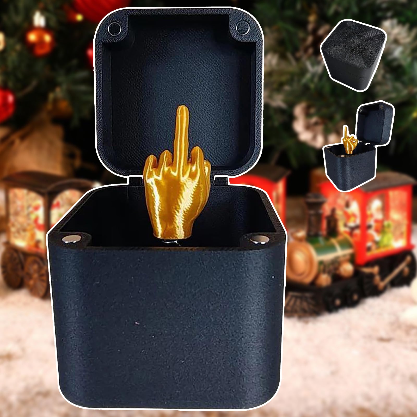 Christmas Interesting Prank Gift Middle Finger In Box Christmas Box Fu ...